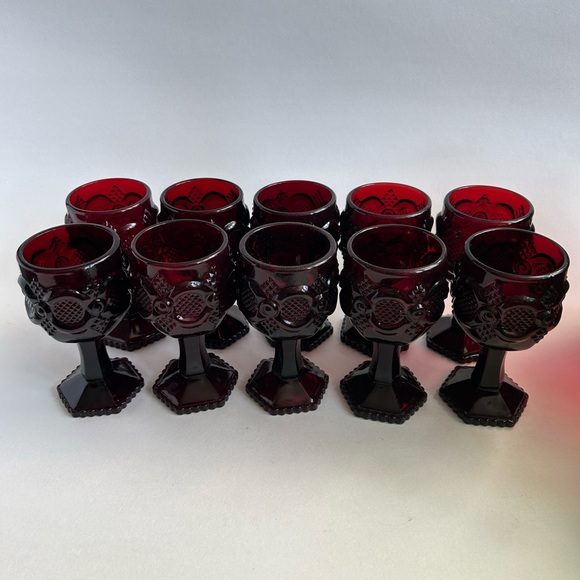 Avon | Holiday | Set Of Vintage Avon Cape Cod Ruby Red Wine Goblets ...
